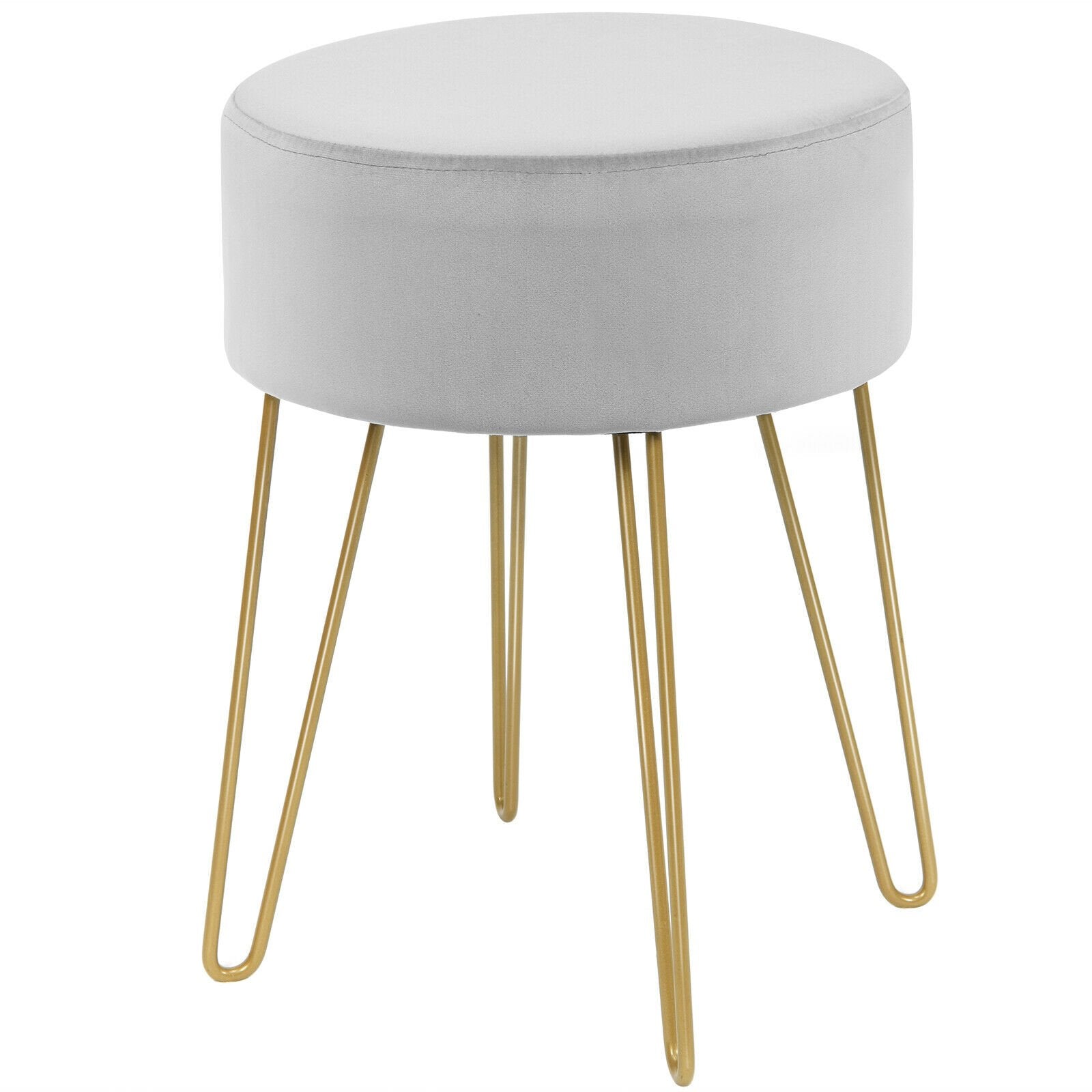 Round Velvet Stool with Hairpin Legs-Gray – TidySpaces