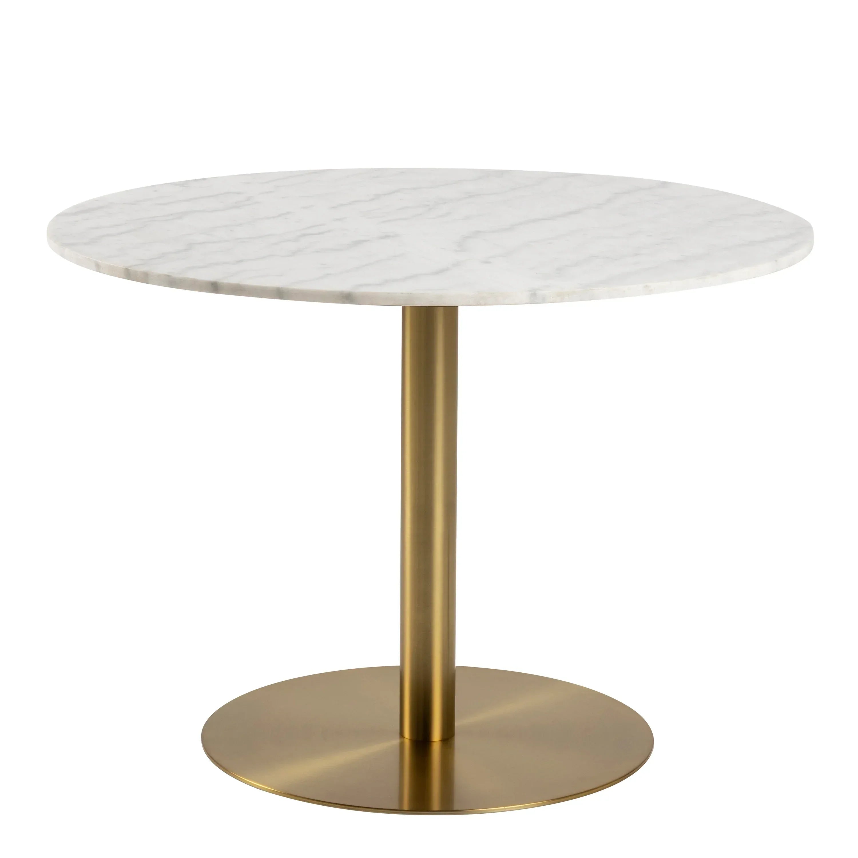 Corby Round Dining Table with White Polished Marble Top & Gold Base ...