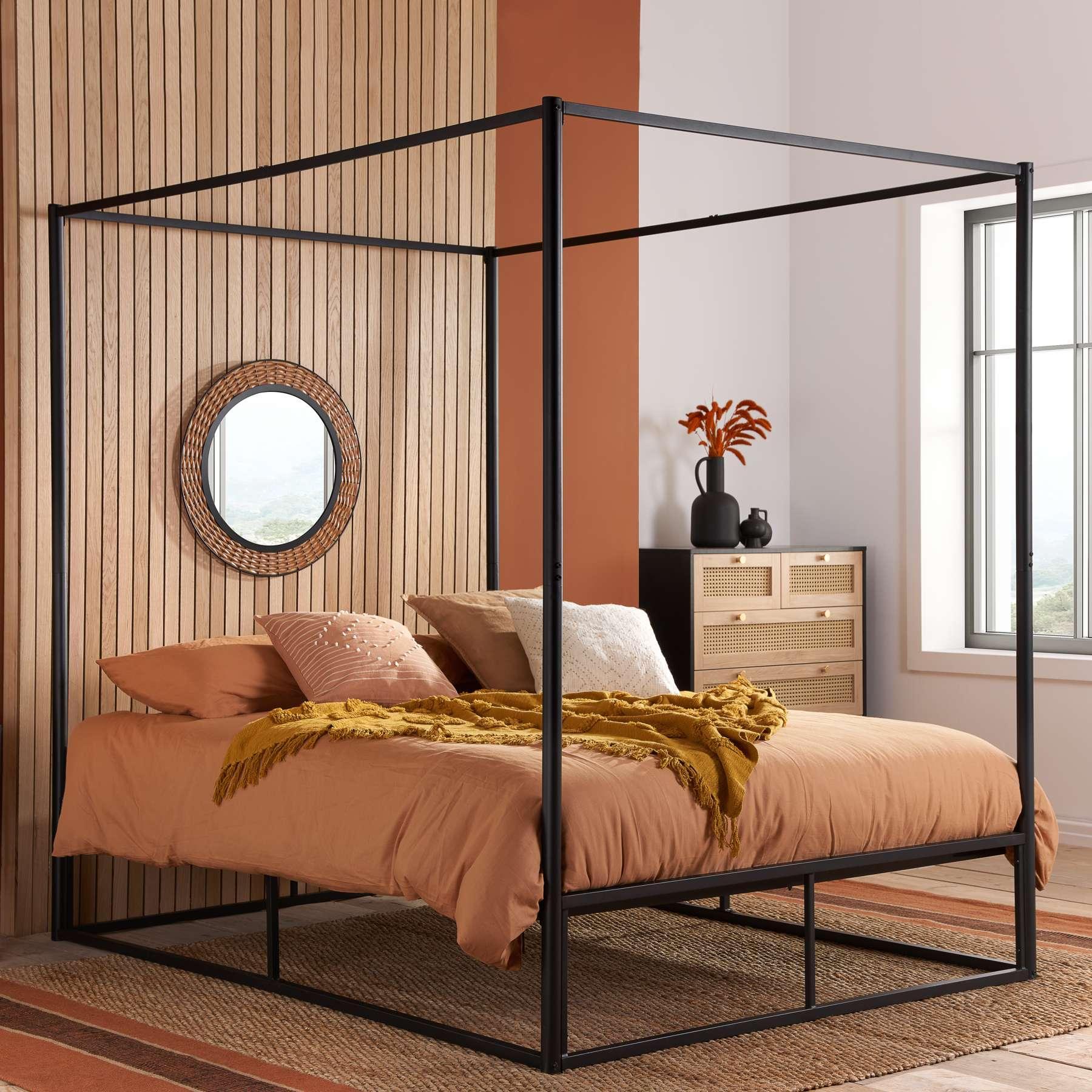 Contemporary Steel Metal 4 Poster Bed with Sturdy Frame for Modern Bed ...