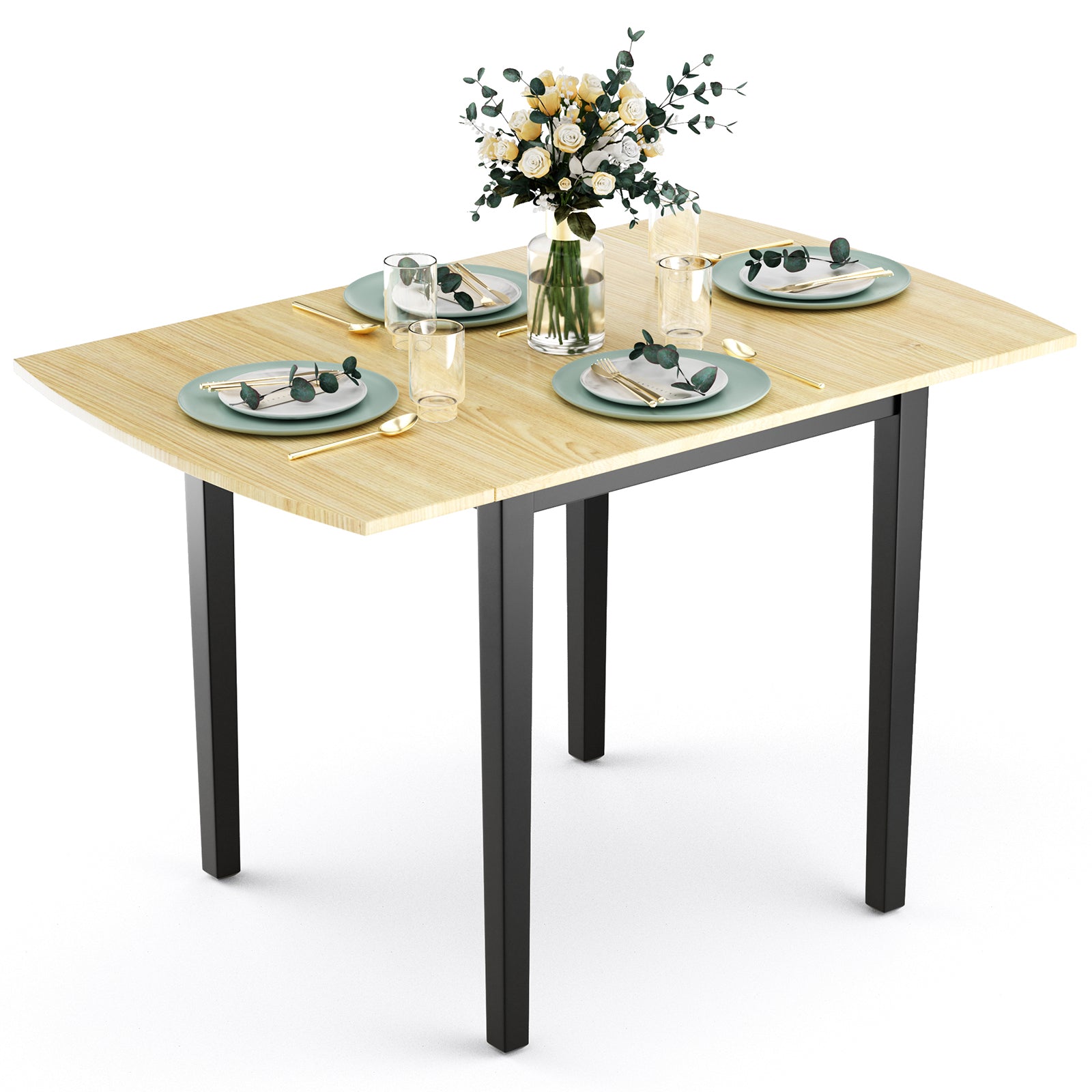 Folding Dining Table Drop Leaf Tables with Solid Wood Legs | TidySpaces