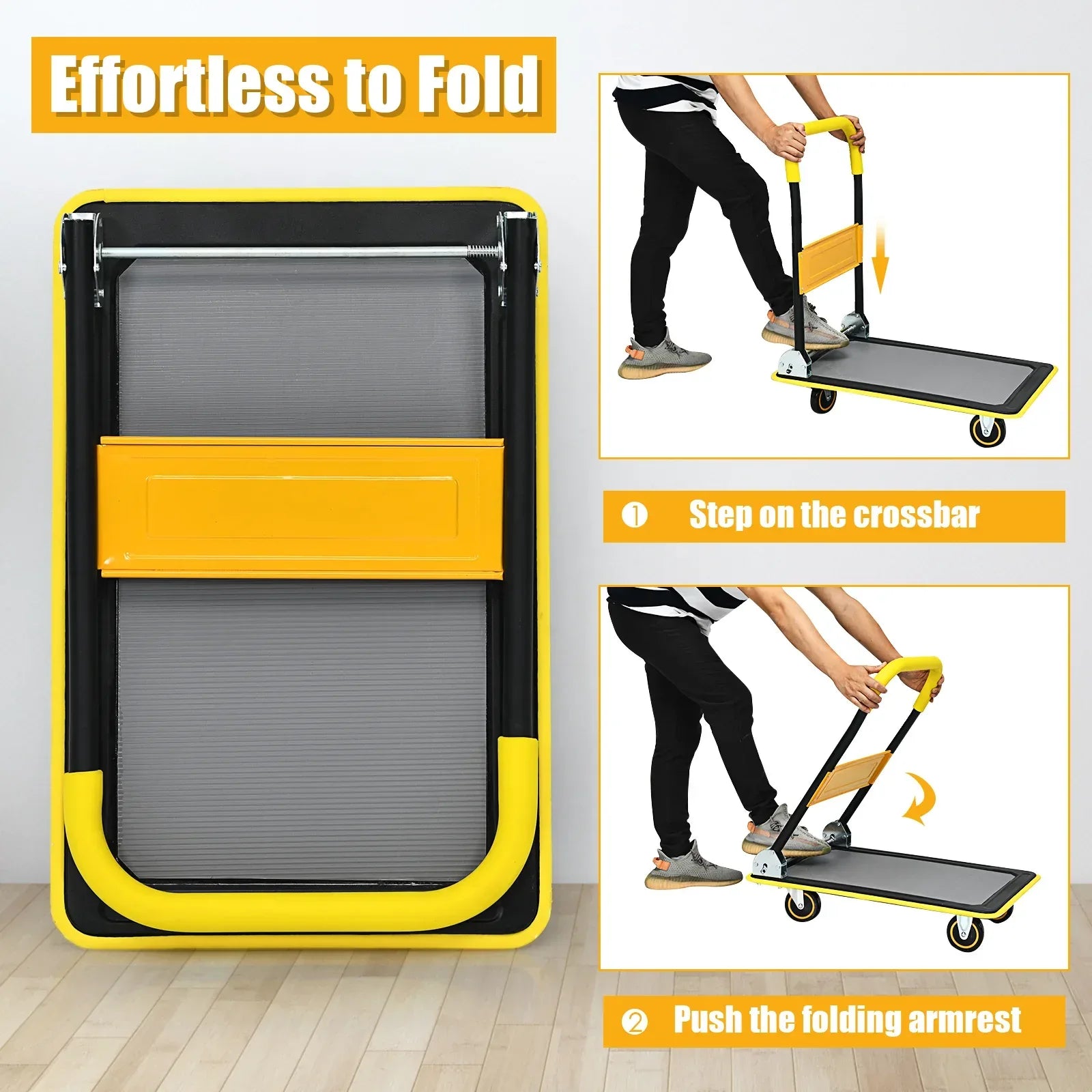 Folding Push Cart Dolly Moving Hand Truck with 360 Degree Swivel Wheel ...
