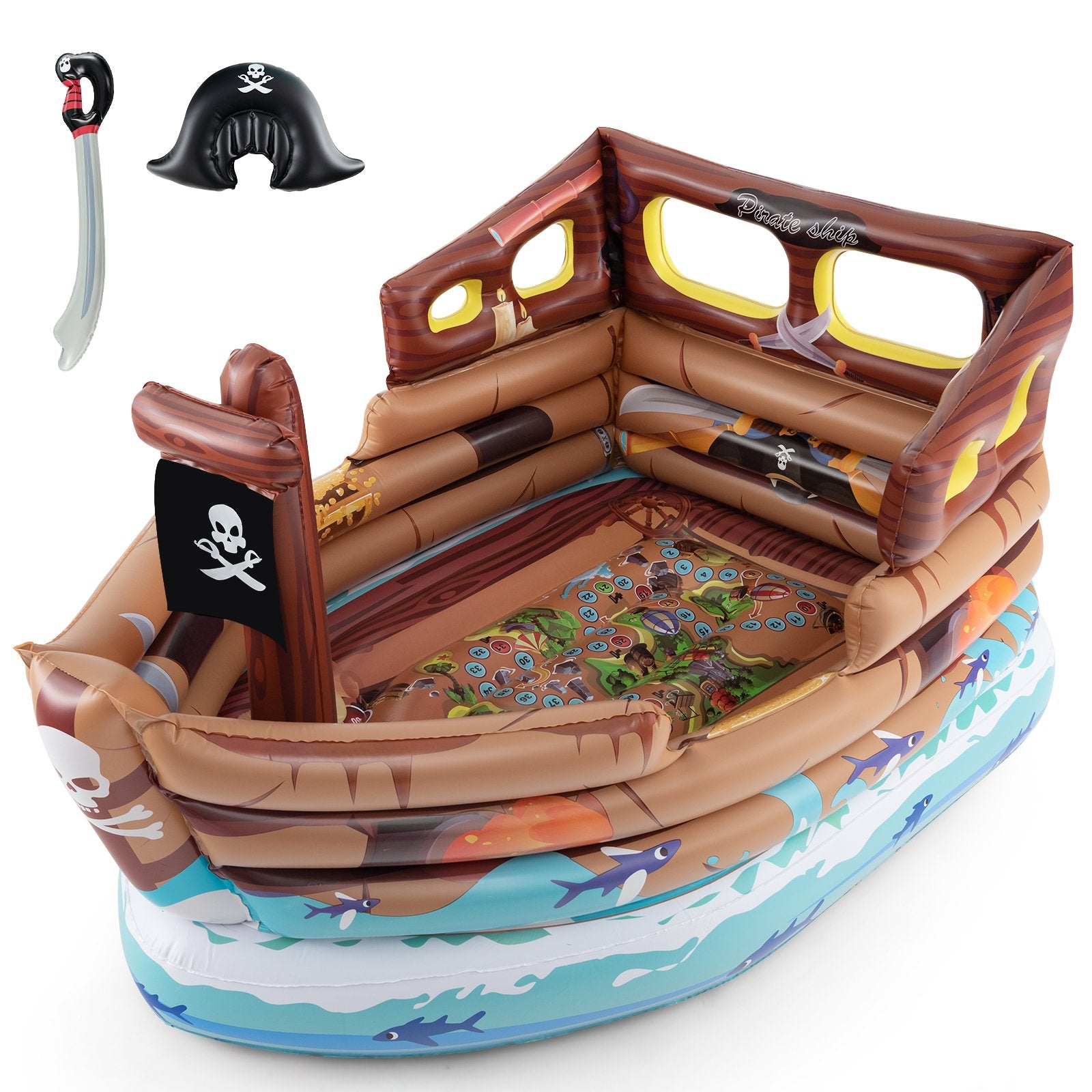 Inflatable Pirate Ship Playhouse with Built in Motor-Multicolor ...