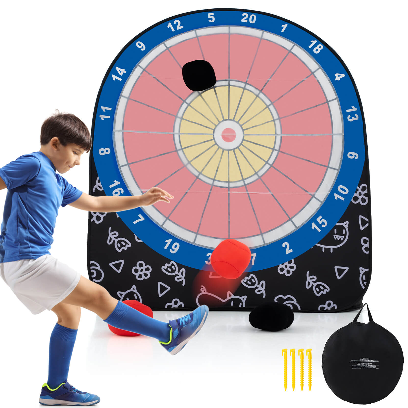 Large Dart Board for Kids Foldable and Portable Dartboard with 4 Kick TidySpaces