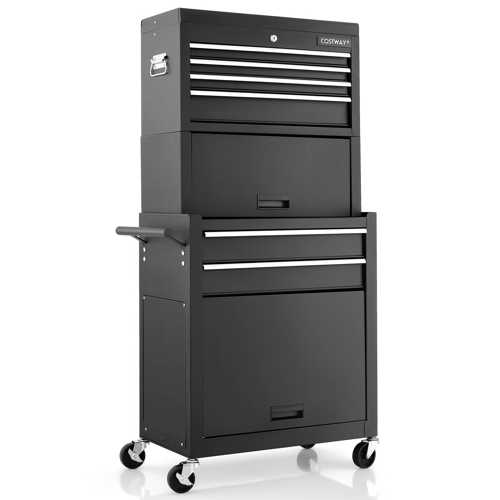 Lockable Tool Storage Cabinet with Handle, Drawers, Wheels and EVA Lin ...