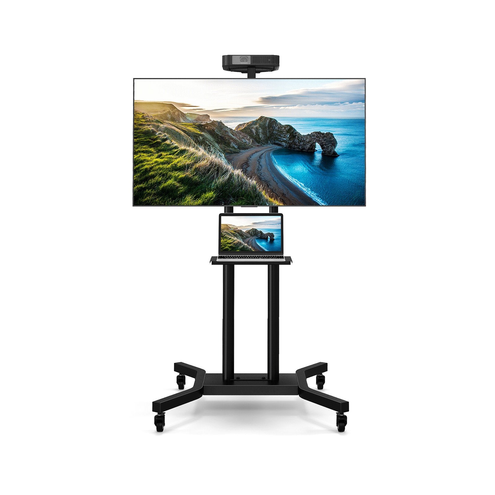 Mobile TV Stand Height Adjustable TV Cart with Lockable Wheels – TidySpaces