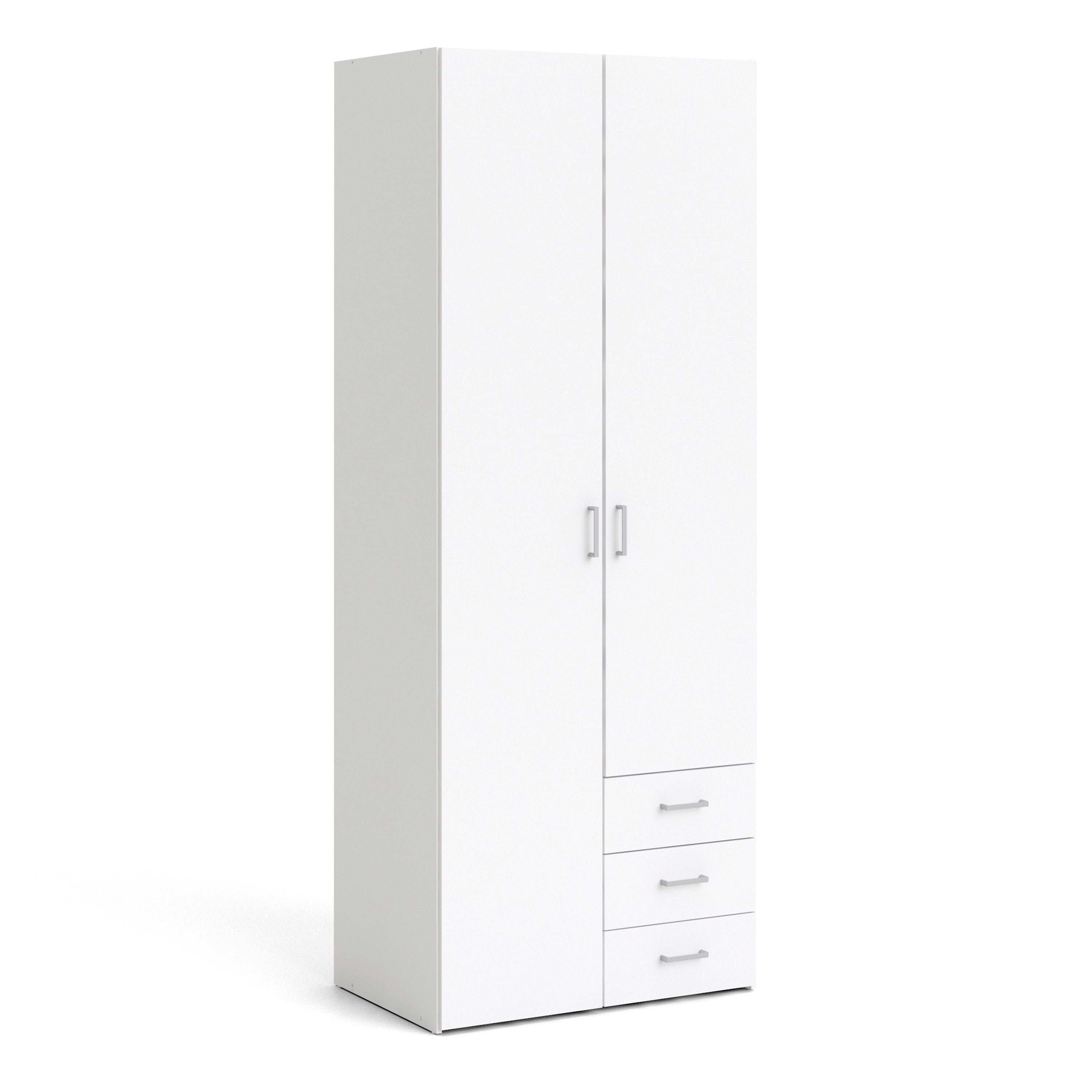 Space Wardrobe 2 Doors 3 Drawers in White 2000 – TidySpaces