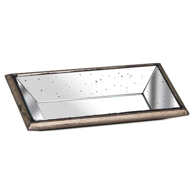 Astor Distressed Mirrored Display Tray With Wooden Detailing – TidySpaces